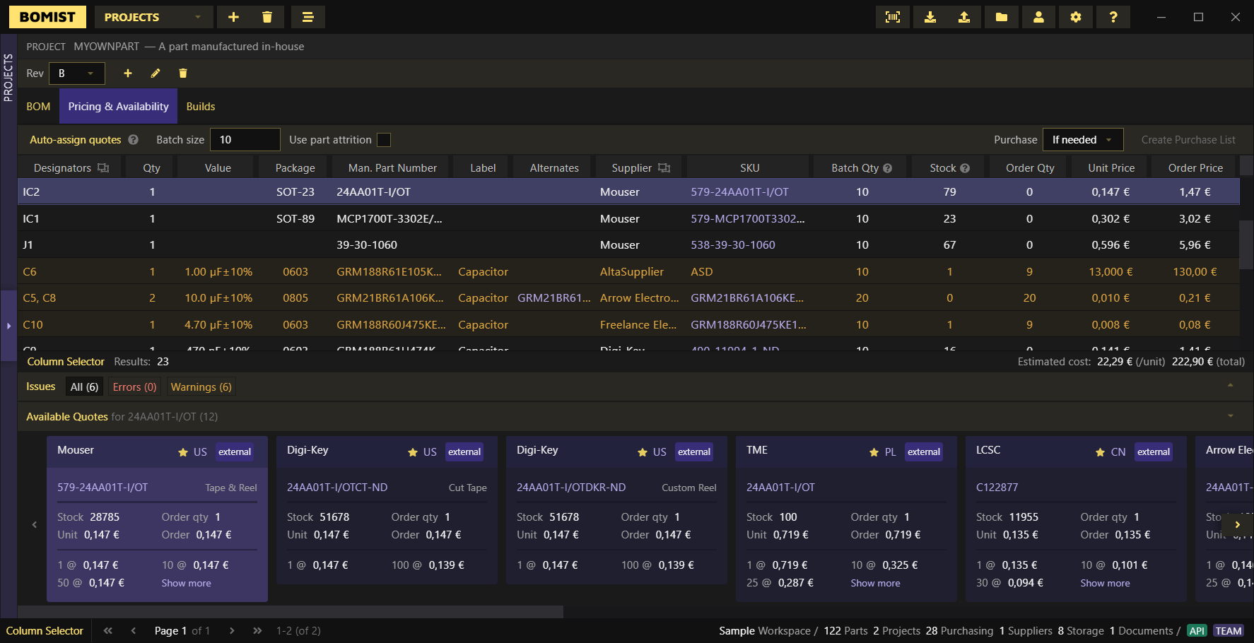 BOMIST: Parts Inventory and BOM Management for Electronics
